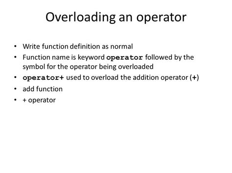 Overloading Operator MySting Example. Operator Overloading 1+2 Matrix M ...