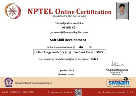 Aswin Vg On Linkedin Nptel Softskills Professionaldevelopment Continuouslearning