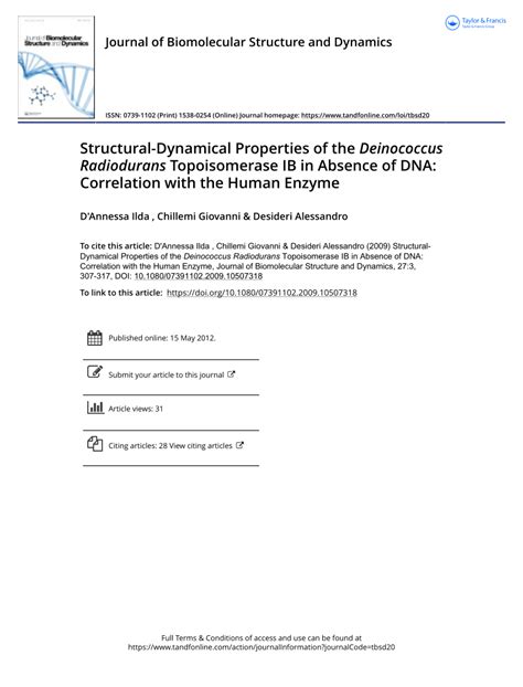 Pdf Structural Dynamical Properties Of The Deinococcus Radiodurans