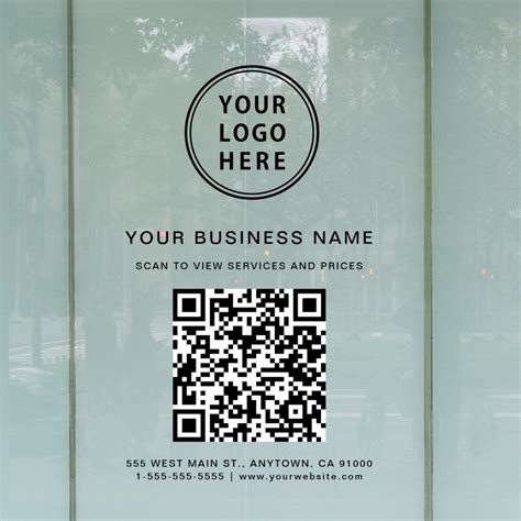 Business Qr Code And Logo Window Cling Zazzle Window Clings