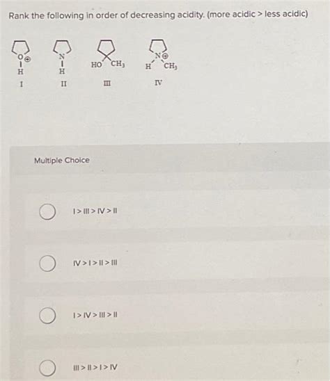 Solved Rank the following in order of decreasing acidity. | Chegg.com