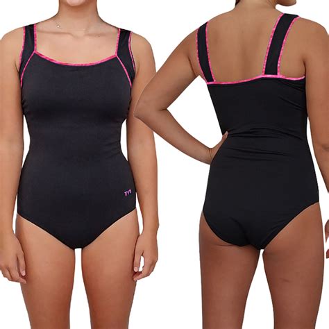 Tyr Womans Binding Binding Square Neck Tank Black Pink The Swimshop