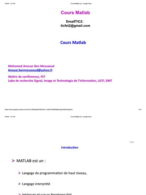 Cours Matlab Pdf