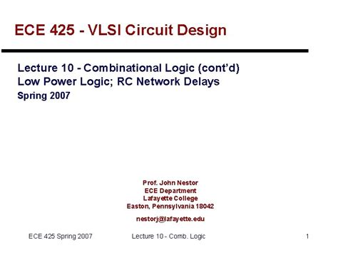 Ece 425 Vlsi Circuit Design Lecture 10 Combinational