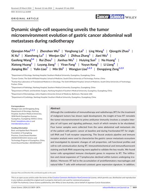 Pdf Dynamic Single‐cell Sequencing Unveils The Tumor Microenvironment Evolution Of Gastric