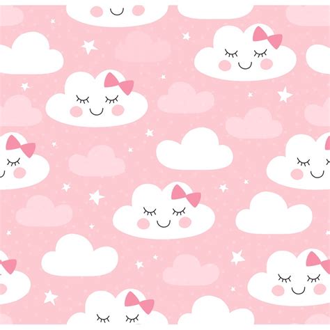 Papel De Parede Autoadesivo Quarto Menina Nuvem Rosa Fofo 1 5m Shopee