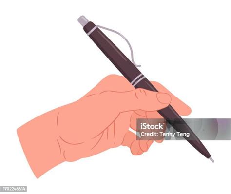 쓰기 손 펜 채우기 플래너가 있는 만화 인간의 손 메모를 하거나 문서에 서명하는 평면 벡터 그림 가리키기에 대한 스톡 벡터 아트