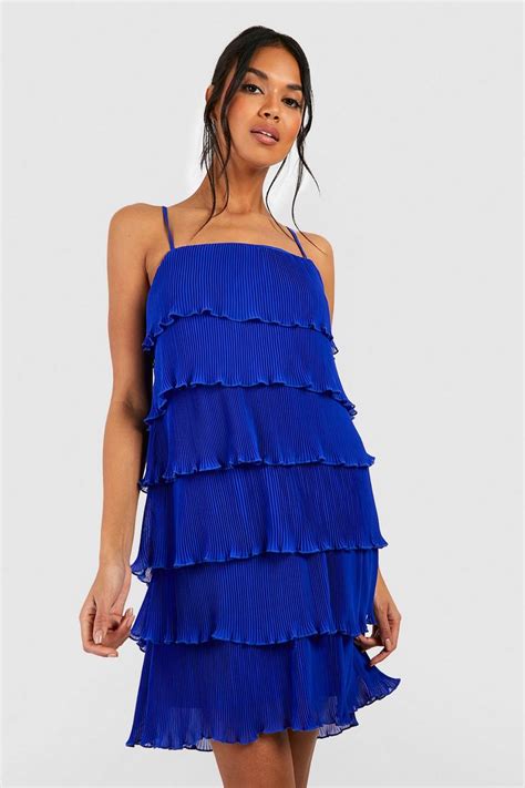 Strappy Pleated Tiered Mini Dress Boohoo