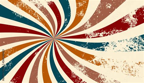 Retro Groovy Sunburst Background Pattern In 60s Hippy Style Grunge