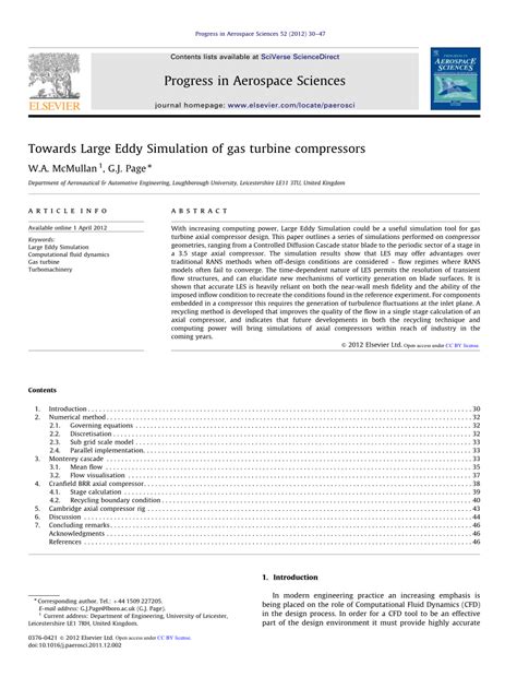 Pdf Towards Large Eddy Simulation Of Gas Turbine Compressors
