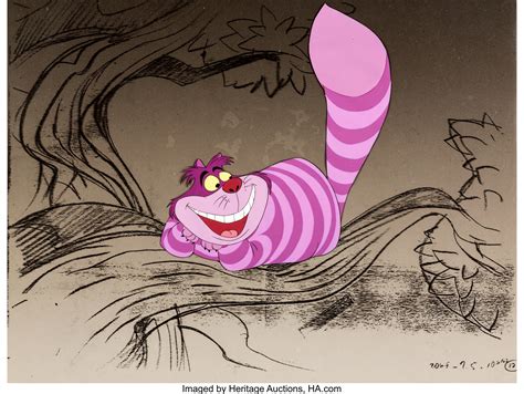 Alice In Wonderland Cheshire Cat Production Cel Setup Walt Disney