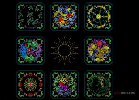 Asian Traditional Pattern Autocad Blocks