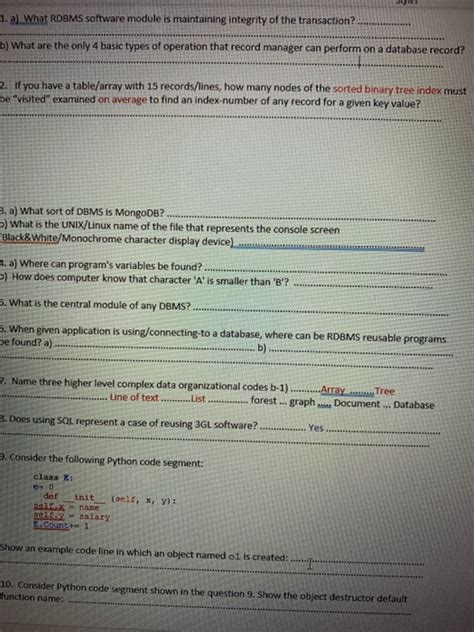 Solved Al What Rdbms Software Module Is Maintaining