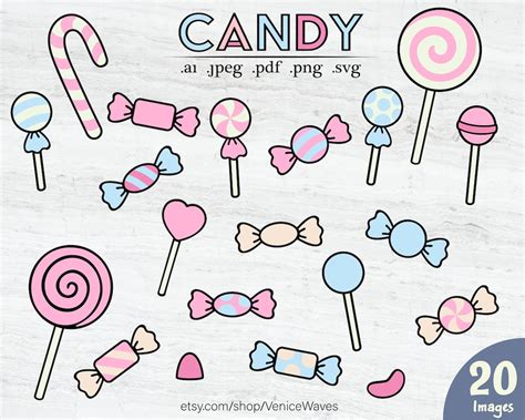 Candy Bundle Vector Images Includes Ai Jpeg Pdf Png Svg Files Instant Download