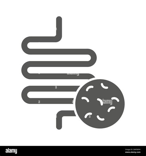 Intestine With Bacteria Line Icon Irritable Bowel Syndrome