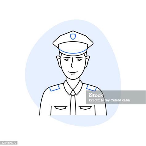 Polisi Terkait Line Icon Ditetapkan Ikon Simbol Kerangka Ilustrasi Stok