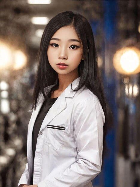 Premium Ai Image Scientist Researcher Asian Woman Wearing Lab Coat At