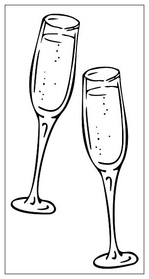 스파클링 와인 샴페인 의 두 잔의 개요와 벡터 그림 웹 디자인 로고 아이콘 앱 Ui 개념에 대한 스톡 벡터 아트 및 기타 이미지 Istock