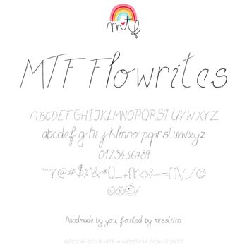 MTF Flowrites Personal Use Miss Tiina Fonts By Miss Tiina TpT