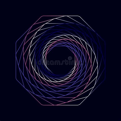 Swirling Symbol Optical Illusion Twisted Hexagon 3d Wireframe Abstract Tunnel Vector