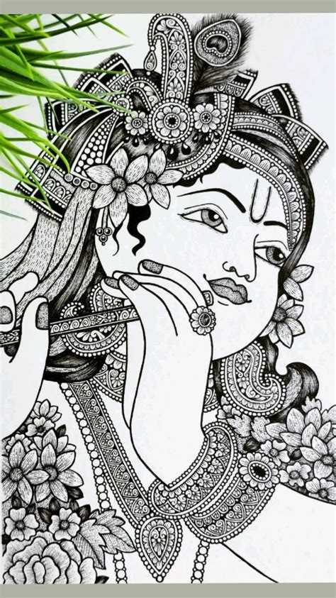 shri krishna drawing mandala drawing boho art drawings drawings