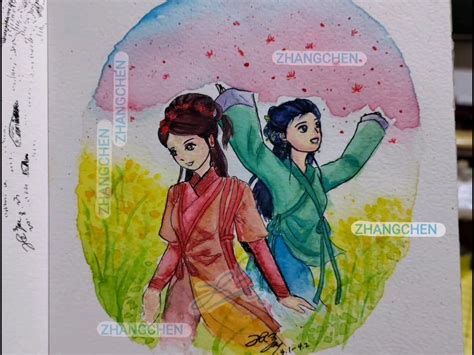 水彩练习 林月如赵灵儿 那年青辰 站酷zcool