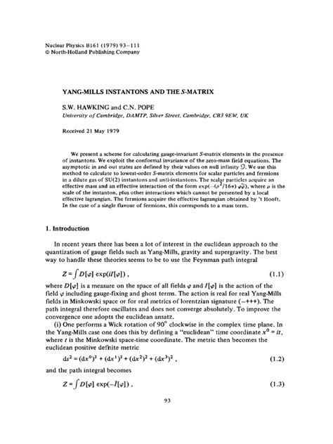 Yang Mills Instantons And The S Matrix 1979 Pdf Gauge Theory