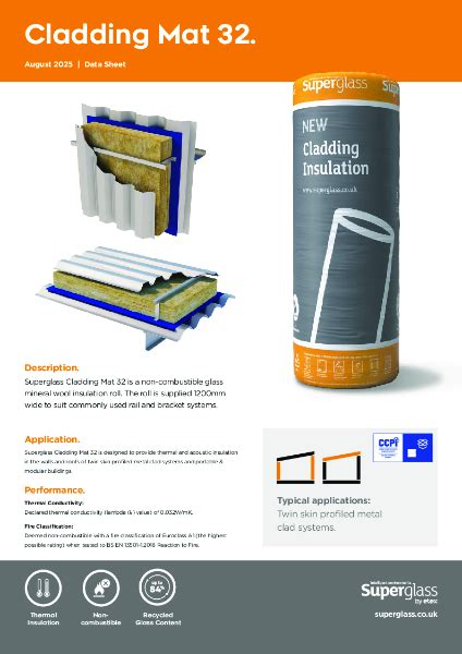 Superglass Cladding Mat 32 Datasheet Superglass Insulation Ltd