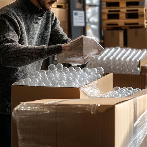 Quotwarehouse Worker Packing Fragile Items With Protective Materialquot Premium Ai Generated Image