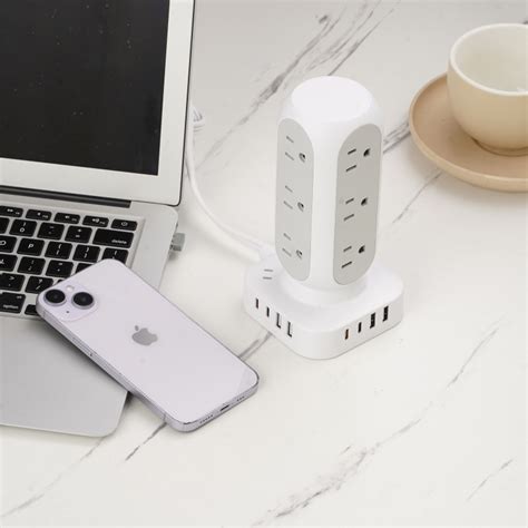 台灣 多孔位立式插座 智能塔式插座 3公尺超扁延長線 12ac插孔4usb 4type C端口 立式延長綫插座 蝦皮購物