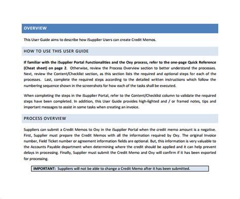 Credit Memo Templates Sample Templates