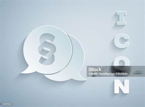 회색 배경에 격리 된 용지 컷 법률 아이콘 종이 아트 스타일 벡터 3차원 형태에 대한 스톡 벡터 아트 및 기타 이미지 3차원 형태 개념 결정 Istock