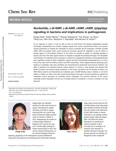Pdf Nucleotide C Di Gmp C Di Amp Cgmp Camp Pppgpp Signaling In