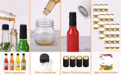 Ekkovla 35 Pack 5 Oz Clear Glass Hot Sauce Bottle With