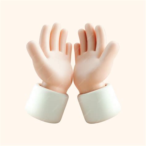 색 배경에 고립 된 인간의 손의 3d 렌더링 현실적인 3d 터 일러스트레이션 프리미엄 벡터