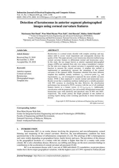 Pdf Detection Of Keratoconus In Anterior Segment Photographed Images Using Corneal Curvature