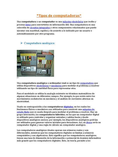 Tipos De Computadoras Pdf Microcomputadoras Computadoras Personales