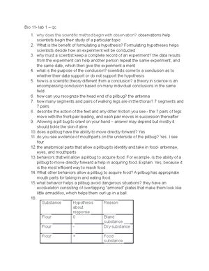 Lab Of Lab Manual UNIT I THE CELL LABORATORY Scientific Method Learning Outcomes
