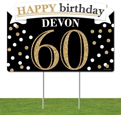 Buy Big Dot Of Happiness Personalized Adult 60th Birthday Gold