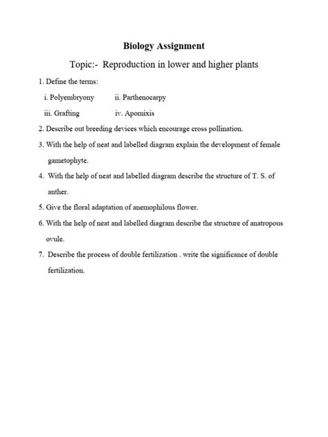 Biology Assignment Pdf