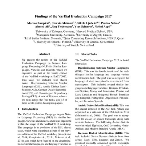 Findings Of The Vardial Evaluation Campaign 2017 Acl Anthology