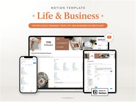 notion template life and business all in one notion planner plannerfly