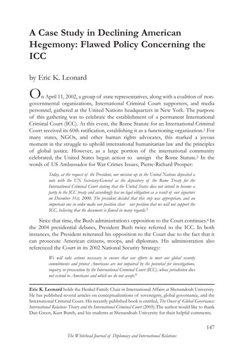 PDF A Case Study In Declining American Hegemony Flawed Policy