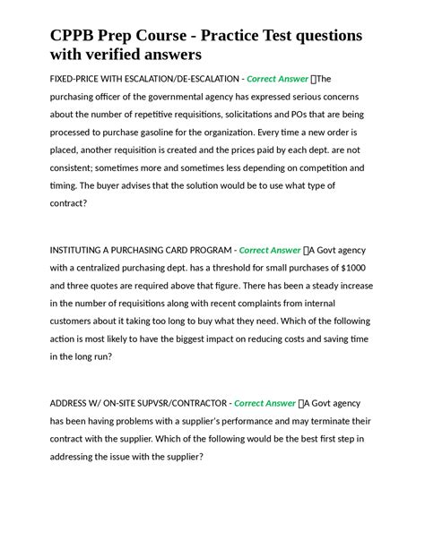 Cppb Prep Course Practice Test Questions With Verified Answers Exams Nursing Docsity