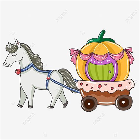 오리지널 귀여운 일러스트 캐릭터 호박 마차 핸드 드로잉 상 큼 한 버클 소재 기발한 아름다운 만화 Png 일러스트 및 Psd 이미지 무료 다운로드 Pngtree