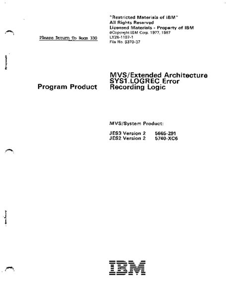 mvs extended architecture sys1 logrec error recording logic manual