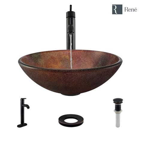 Rene Multi Color Tempered Glass Vessel Round Modern Bathroom Sink With