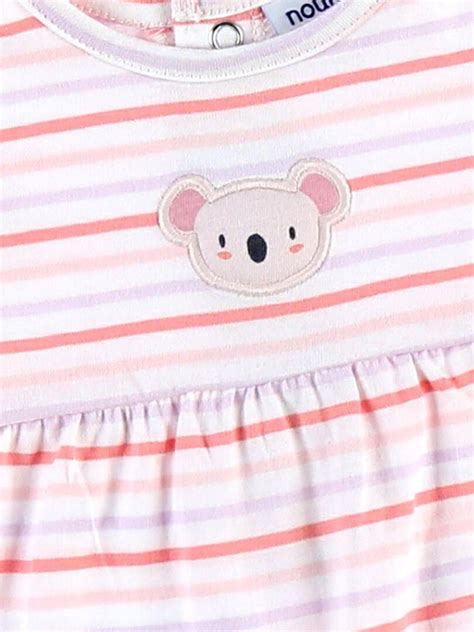 Pyjama combishort rayé en coton BIO clair Rose Kiabi nu