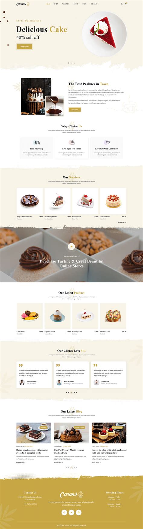 cake shop website design landing page on behance