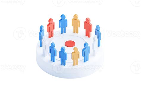 A Circular Arrangement Of Colorful Figures Representing Diversity And Teamwork Centered Around